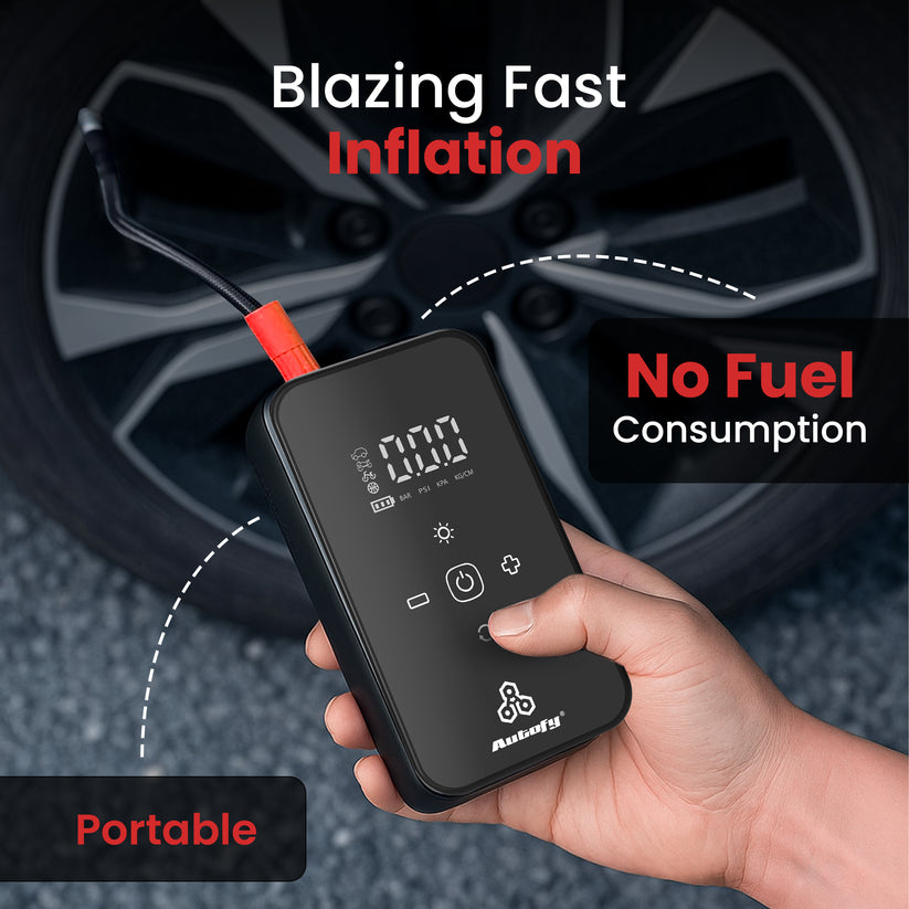 Autofy AirBit Dual Power Mode Battery & Corded 140PSI Car Tyre Inflato ...